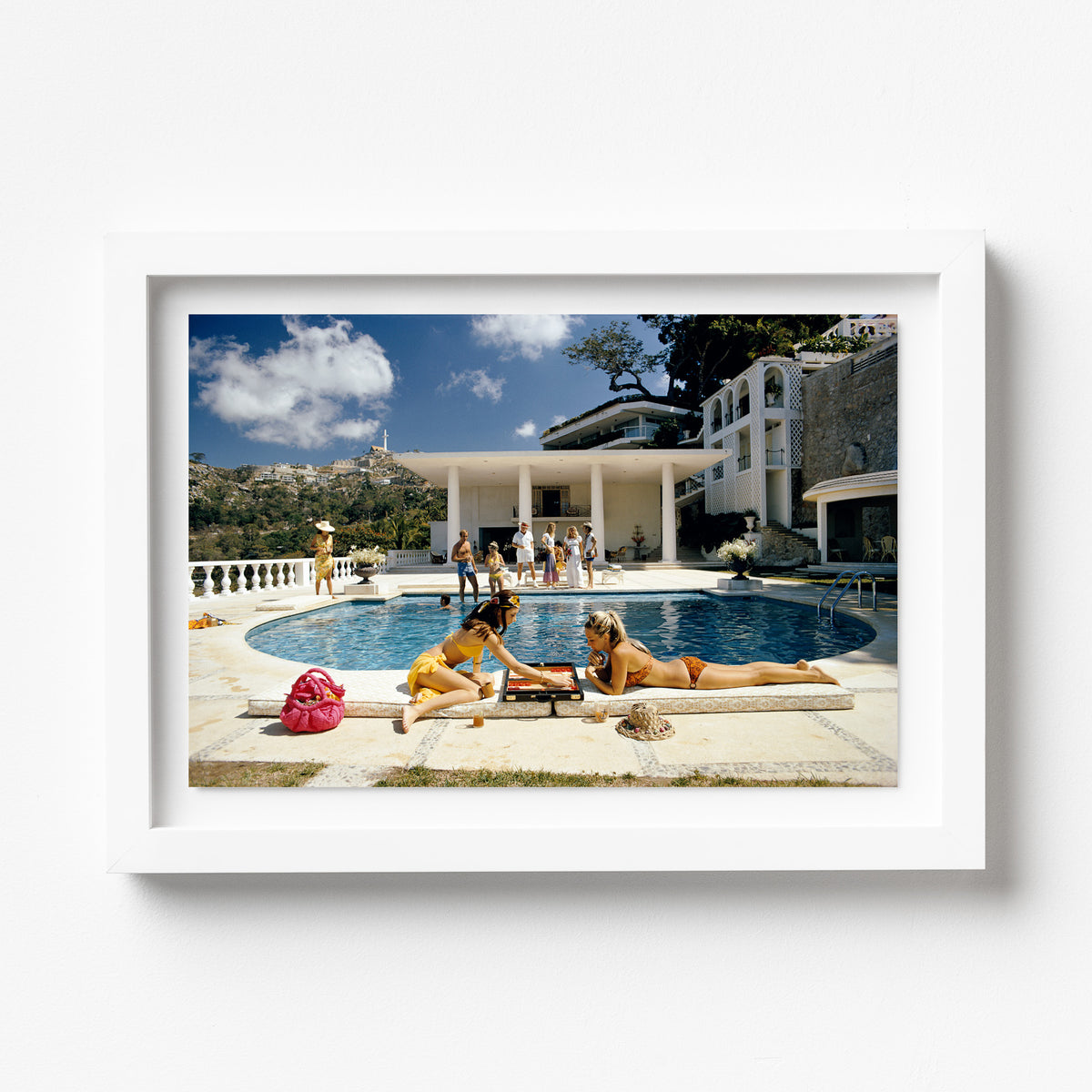 Slim Aarons - Poolside Backgammon Premium Framed Photography Print ...